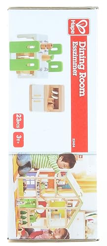 Hape Wooden Doll House Furniture Dining Room Set with Accessories| 1:12 Scales Miniature Dollhouse Furniture