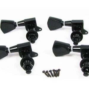 Black "Tombstone" Electric Guitar Tuners/Machine Heads - 6-piece Inline Right Alignment