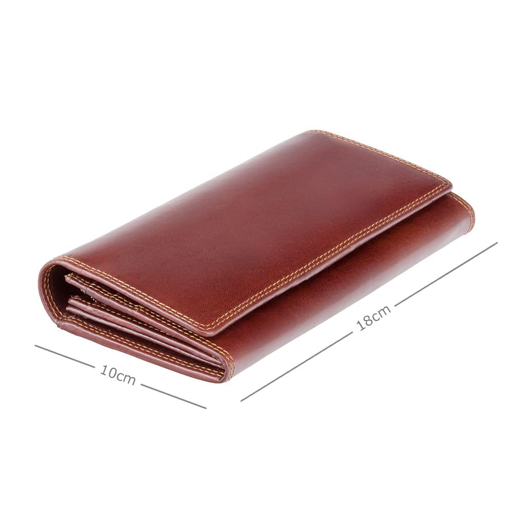 Visconti Monza 10 Ladies Large Soft Leather Checkbook Wallet (Brown)