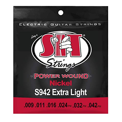 SIT Strings Power Wound Nickel Electric Guitar Strings (S.I.T.), Extra Light 9-42, S942