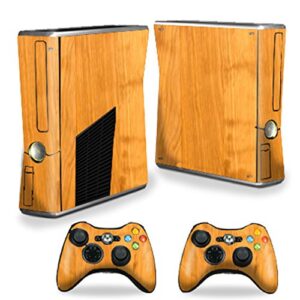 mightyskins skin compatible with microsoft xbox 360 s slim + 2 controller skins wrap sticker skins birch wood