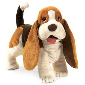 folkmanis basset hound hand puppet , brown, white, black