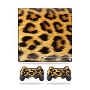 mightyskins skin compatible with sony playstation 3 ps3 slim skins + 2 controller skins sticker cheetah