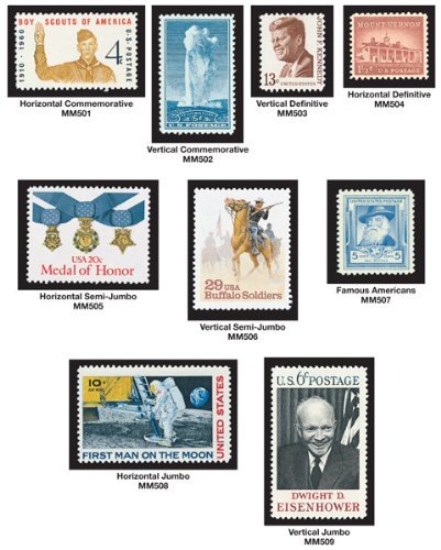 Mystic Stamp Company 450 Black Stamp Mounts with Split-back Value Pack 10 different sizes