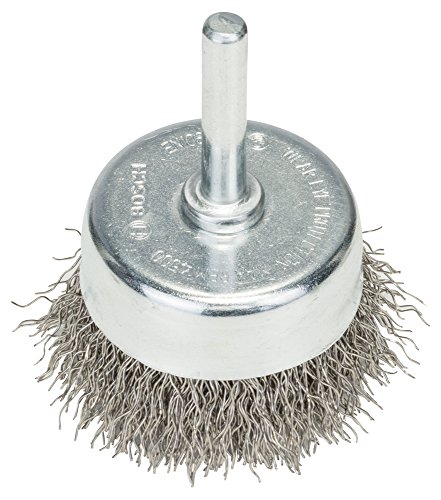 Bosch 2608622117 Shank Cup Brush Crimped Wire, 0.3mm Inox, 50mm x 6mm, Silver