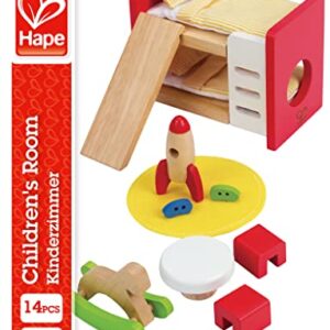 Hape Wooden Doll House Furniture Children's Room with Accessories| 1:12 Scales Miniature Dollhouse Furniture