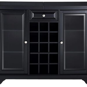 Crosley Furniture Alexandria Sliding Top Bar Cabinet with Storage Shelves, Drawer, and Wine Rack, Vintage Mahogany