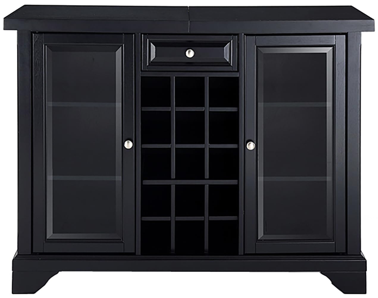 Crosley Furniture Alexandria Sliding Top Bar Cabinet with Storage Shelves, Drawer, and Wine Rack, Vintage Mahogany