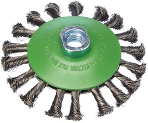 bosch 2608622109 conical brush knotted wire 0.35mm, 115mm x m14, inox, silver/green