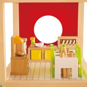 Hape Wooden Doll House Furniture Dining Room Set with Accessories| 1:12 Scales Miniature Dollhouse Furniture