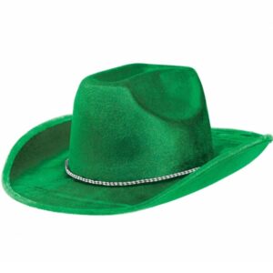 amscan velour cowboy hat, party accessory, green 5" x 13"