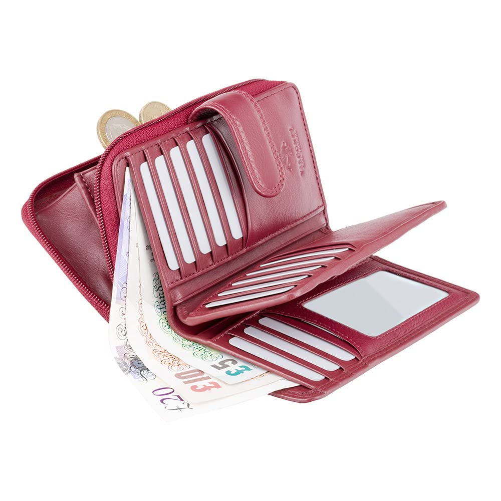 Visconti Heritage-33 Ladies Multi Soft Leather Card Holder Wallet and Purse Red