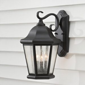 Sea Gull Lighting OL5902BK Martinsville Large Three Light Outdoor Wall Lantern Outside Fixture, 10"W x 17"H, Black