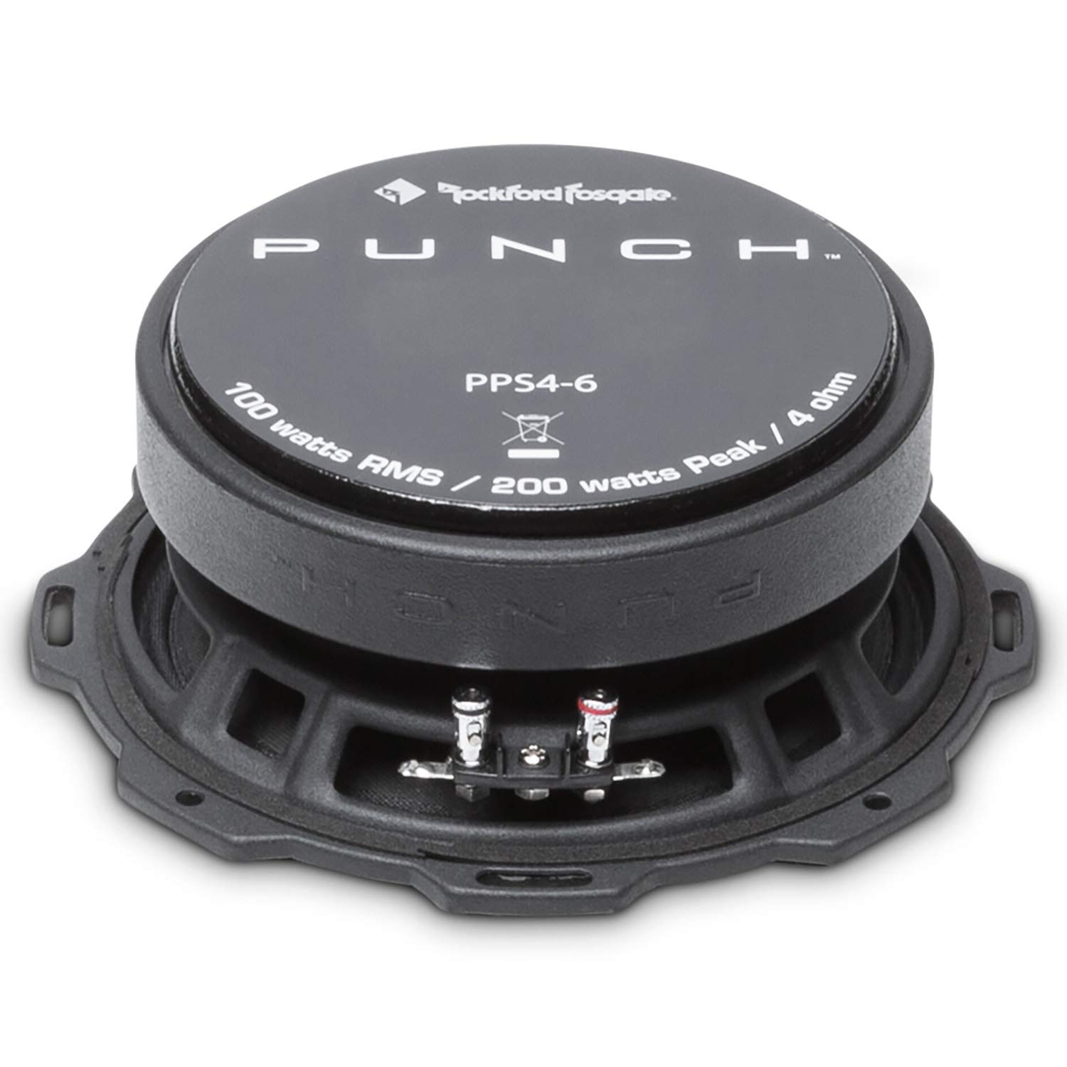 Rockford Fosgate PPS4-6 Punch Pro Single 6.5" Component 4-Ohm Midrange Speaker 100 Watts RMS / 200 Watts Peak - Black