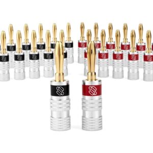 Sewell Silverback Banana Plugs, 24k Gold Dual Screw Lock Speaker Connector, 12 Pairs