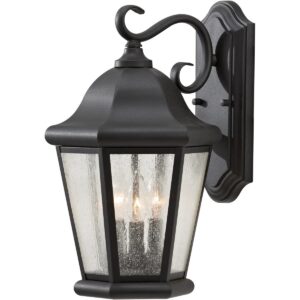 sea gull lighting ol5902bk martinsville large three light outdoor wall lantern outside fixture, 10"w x 17"h, black