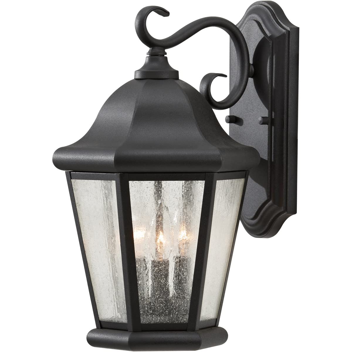 Sea Gull Lighting OL5902BK Martinsville Large Three Light Outdoor Wall Lantern Outside Fixture, 10"W x 17"H, Black