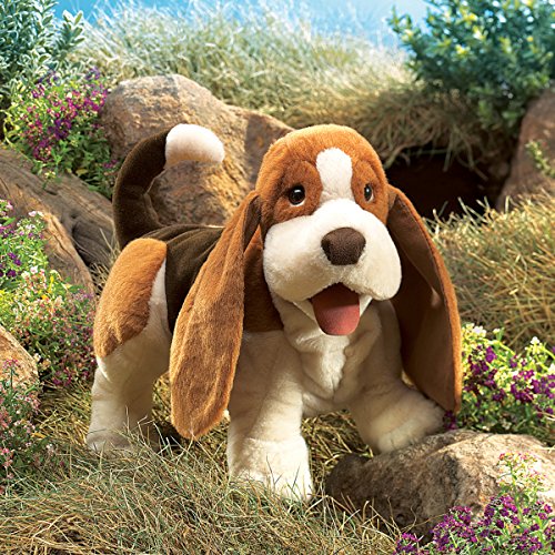 Folkmanis Basset Hound Hand Puppet , Brown, White, Black