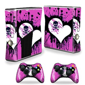 mightyskins skin compatible with microsoft xbox 360 s slim + 2 controller skins wrap sticker skins poison heart