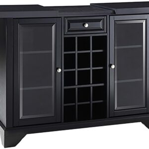 Crosley Furniture Alexandria Sliding Top Bar Cabinet with Storage Shelves, Drawer, and Wine Rack, Vintage Mahogany