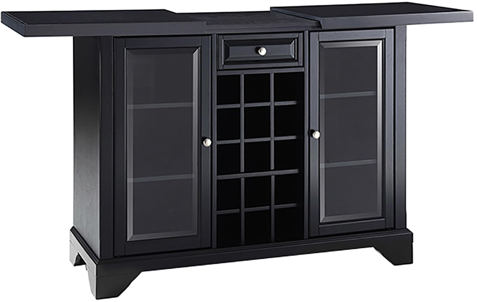 Crosley Furniture Alexandria Sliding Top Bar Cabinet with Storage Shelves, Drawer, and Wine Rack, Vintage Mahogany