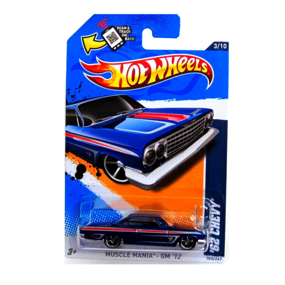 2012 Hot Wheels Muscle Mania - GM '62 Chevy Blue #103/247