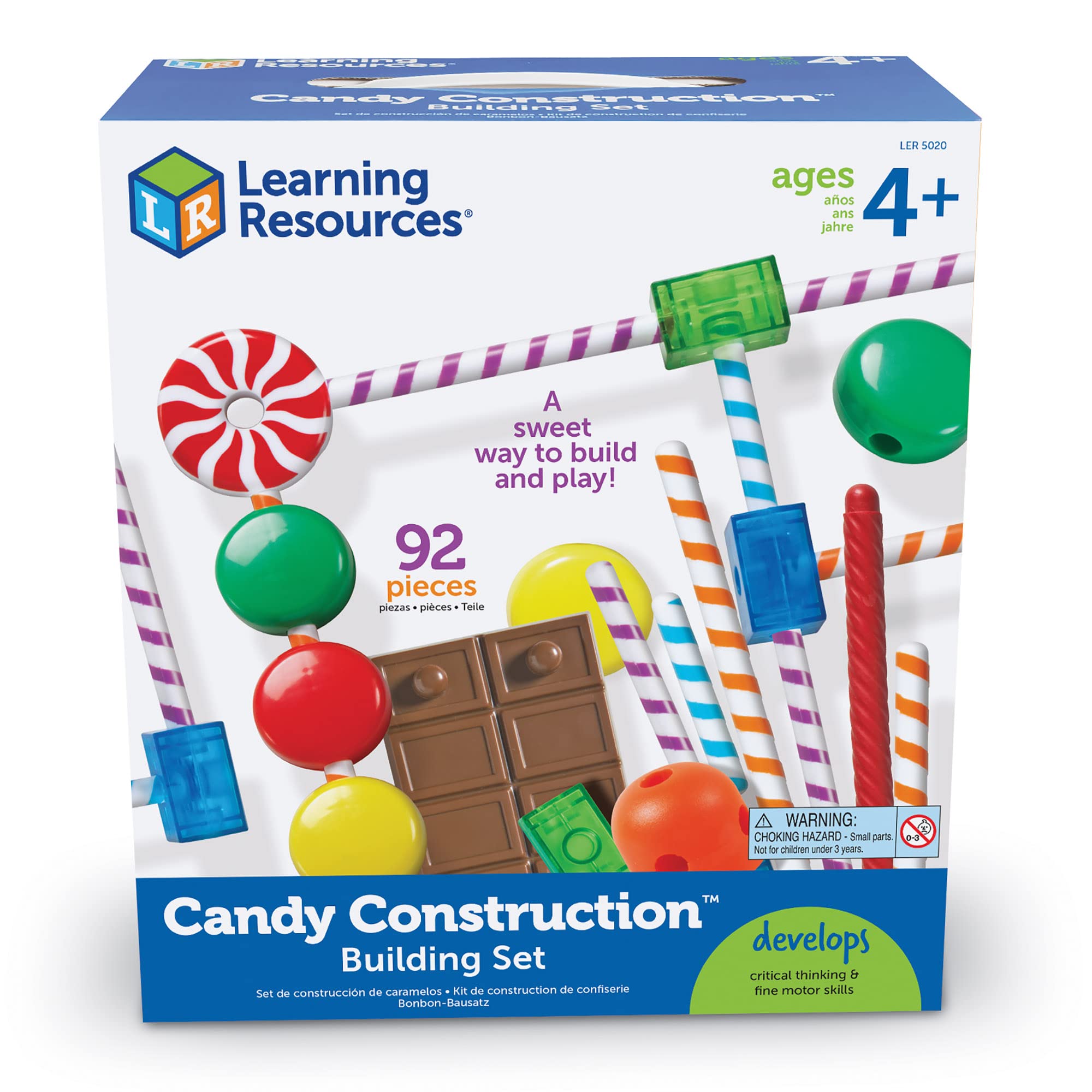 Learning Resources Candy Construction Building Set - 92 Pieces, Ages 4+,Toddler Learning Toys, Fine Motor Building Toy, Preschool Toys, STEM Toys