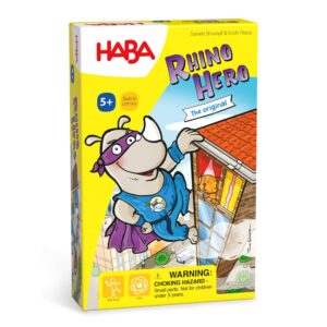 HABA Rhino Hero Game - Card Games for Kids, Ideal for Ages 5 & up - The Heroic Rhino Hero Stacking Card Game Adventure - Triple Award Winner