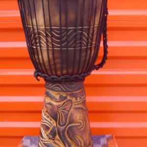 20" Tall (M8) Elephants Deep Carved Djembe Bongo Drum with Free Cover