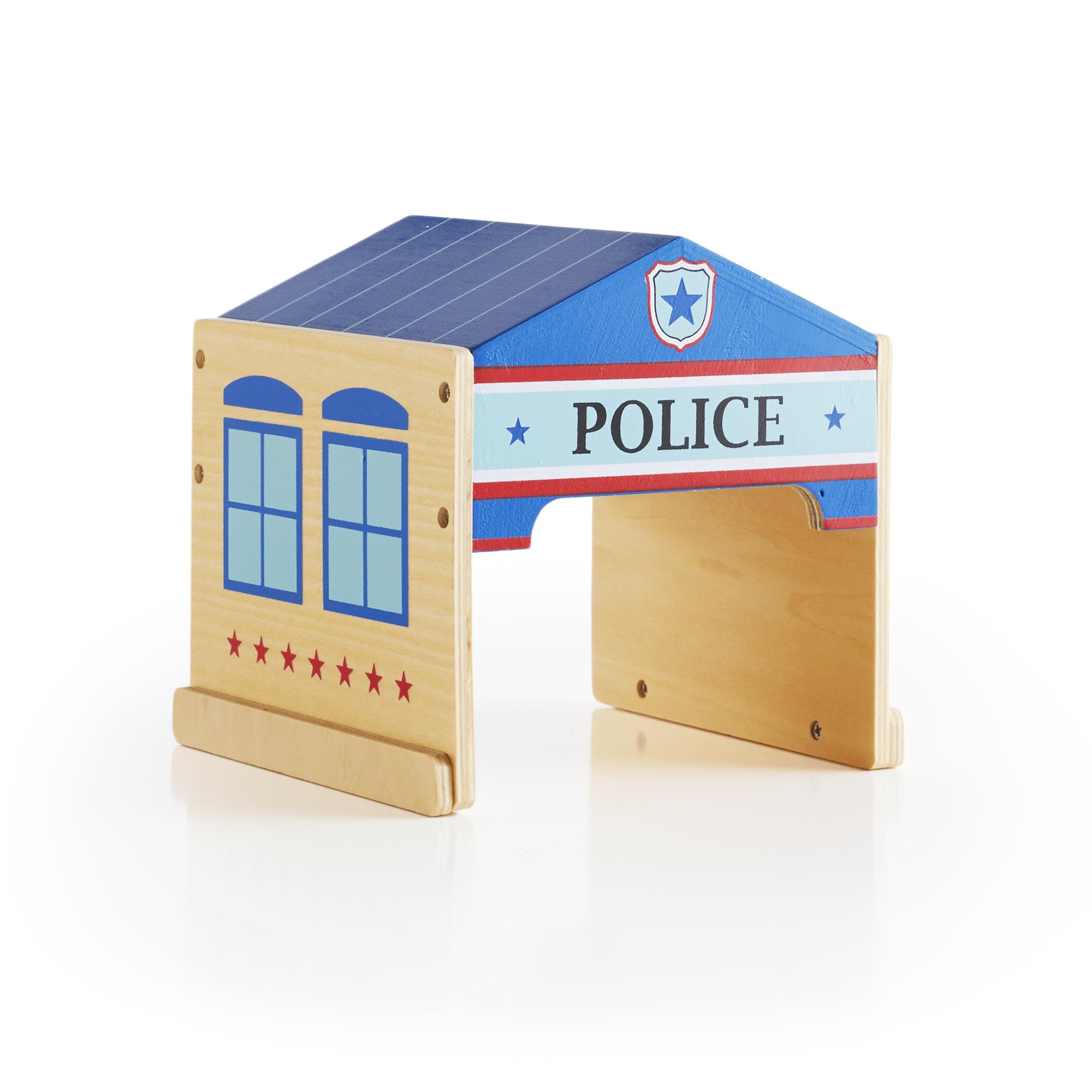 Guidecraft Community Buildings: Set of 6 Block Play Buildings (Fire Station, Police Department, Hospital, School, Grocery Store & Service Station) - Kids Learning & Educational Toys