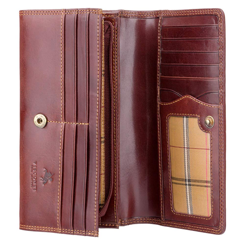 Visconti Monza 10 Ladies Large Soft Leather Checkbook Wallet (Brown)