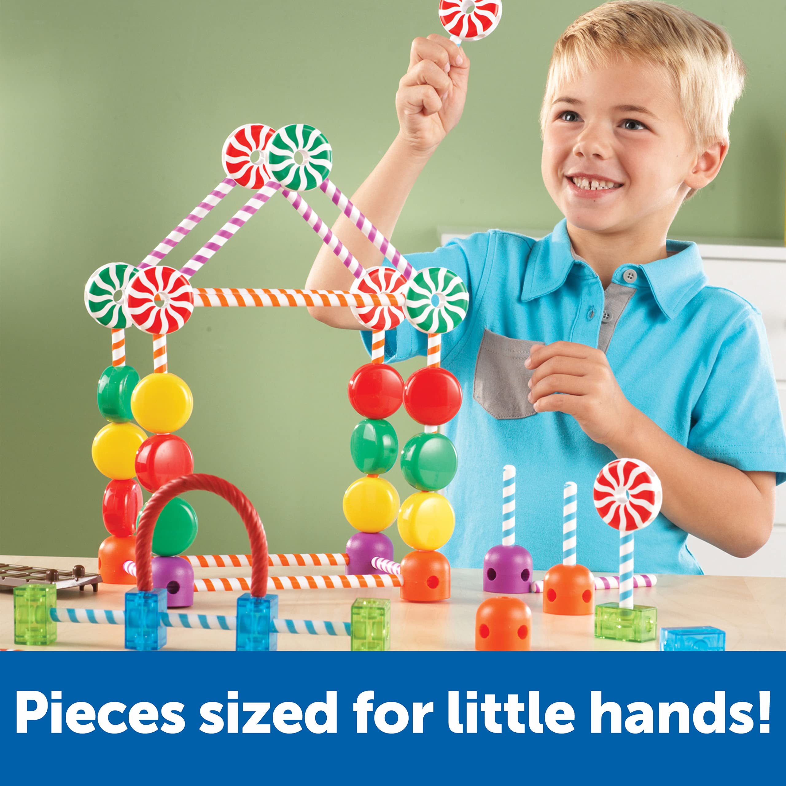 Learning Resources Candy Construction Building Set - 92 Pieces, Ages 4+,Toddler Learning Toys, Fine Motor Building Toy, Preschool Toys, STEM Toys