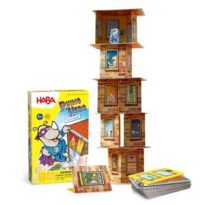 haba rhino hero game - card games for kids, ideal for ages 5 & up - the heroic rhino hero stacking card game adventure - triple award winner