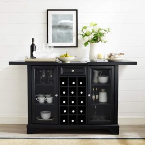 Crosley Furniture Alexandria Sliding Top Bar Cabinet with Storage Shelves, Drawer, and Wine Rack, Vintage Mahogany