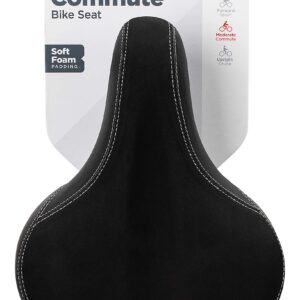 Schwinn Comfort Bike Seat for Men and Women, Soft Wide Commute, Replacement Saddle Fits All Adult Bikes with Standard Seatpost, Commuter/Double Foam, Black