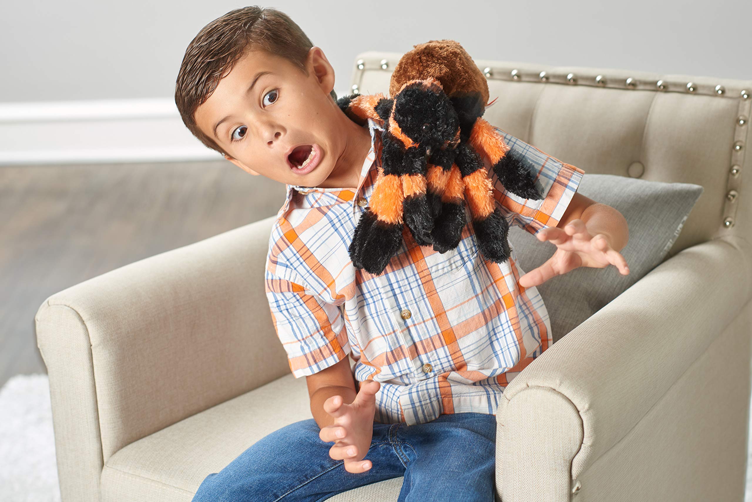 Wild Republic Tarantula Plush, Stuffed Animal, Plush Toy, Gifts for Kids, Cuddlekins 12 Inches, Black, Orange, Brown