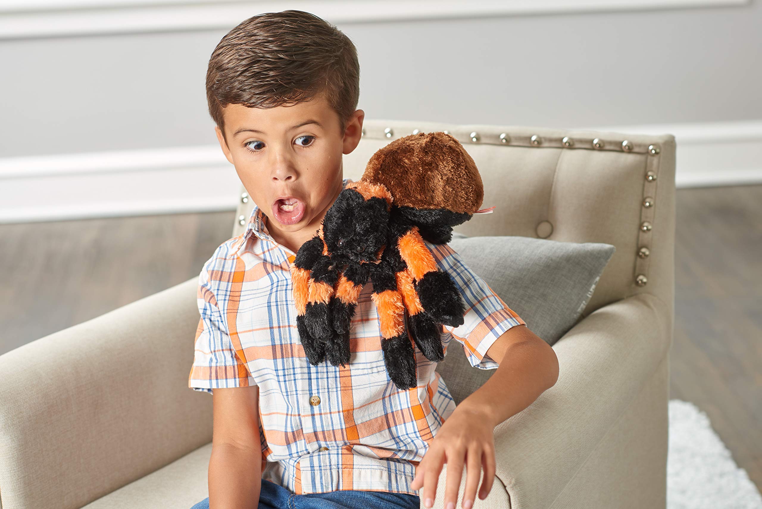 Wild Republic Tarantula Plush, Stuffed Animal, Plush Toy, Gifts for Kids, Cuddlekins 12 Inches, Black, Orange, Brown