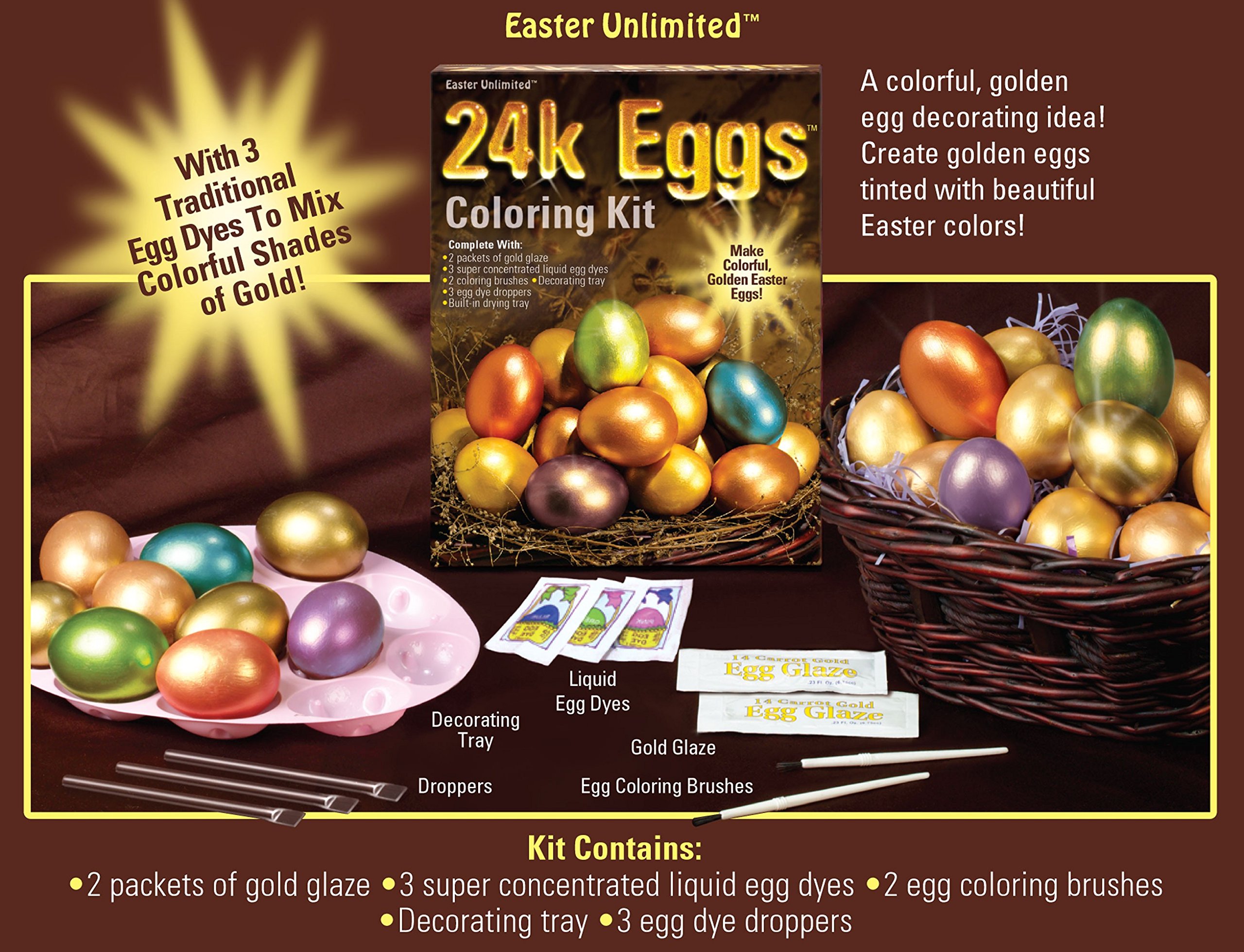 Easter Unlimited 24 Karat Easter Egg Coloring Kit, Multi