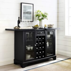 Crosley Furniture Alexandria Sliding Top Bar Cabinet with Storage Shelves, Drawer, and Wine Rack, Vintage Mahogany