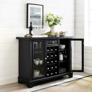 Crosley Furniture Alexandria Sliding Top Bar Cabinet with Storage Shelves, Drawer, and Wine Rack, Vintage Mahogany