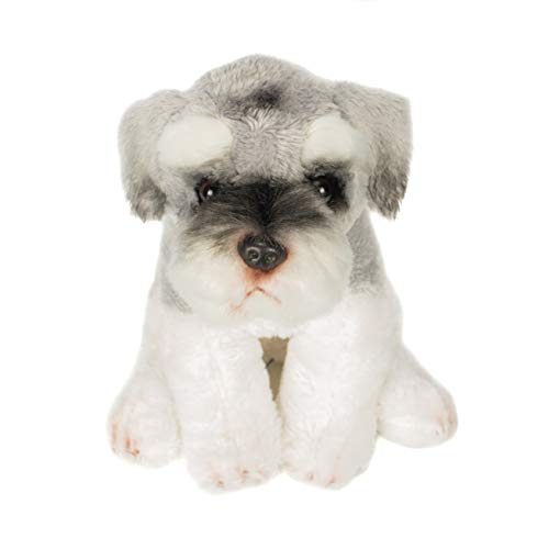 DEMDACO Schnauzer Children's Plush Beanbag Stuffed Animal Toy, Light Grey