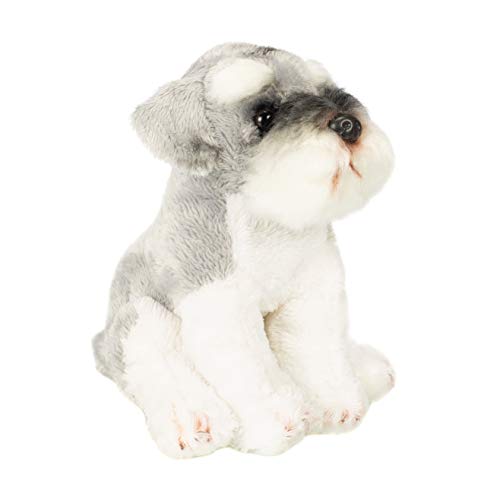 DEMDACO Schnauzer Children's Plush Beanbag Stuffed Animal Toy, Light Grey