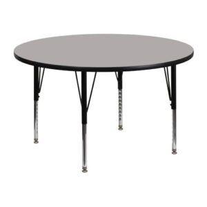 flash furniture wren 48'' round grey hp laminate activity table - height adjustable short legs