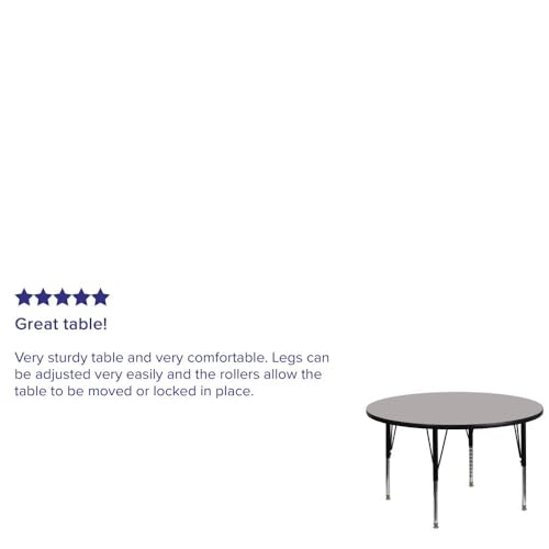 Flash Furniture Wren 48'' Round Grey HP Laminate Activity Table - Height Adjustable Short Legs