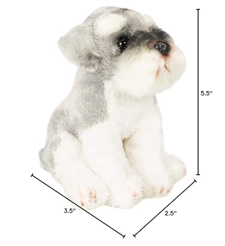 DEMDACO Schnauzer Children's Plush Beanbag Stuffed Animal Toy, Light Grey