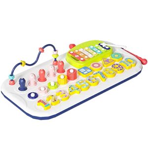 通用 Educational Learning Montessori Toys for Kids,7 in 1 Puzzles Number Shape Sorter Counting Stacker with Number Blocks,Xylophone, Fishing Game for Toddler, Gift for1 2 3 4 5 Year Old Boys Girls