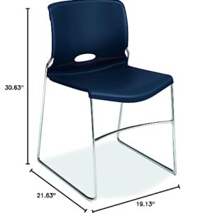 HON Olson Stacking Chair - Guest Chair for Office, Cafeteria, Break Rooms, Training or Multi-Purpose Rooms, Regatta/Blue Shell, 4 pack (H4041)