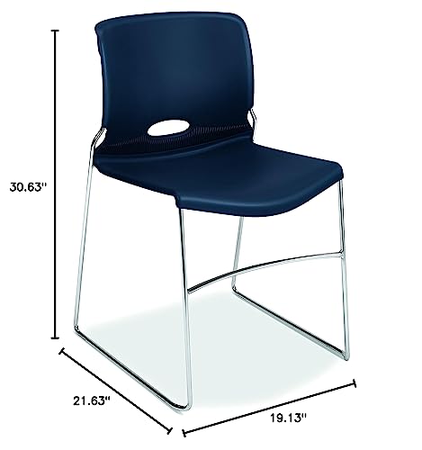 HON Olson Stacking Chair - Guest Chair for Office, Cafeteria, Break Rooms, Training or Multi-Purpose Rooms, Regatta/Blue Shell, 4 pack (H4041)