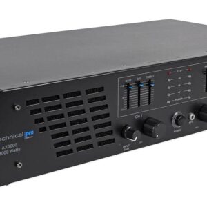 Technical Pro AX AMPLIFIER SERIES AX3000 3000 Watts Peak Power 2U Professional 2 Channel Power Amplifier, Black