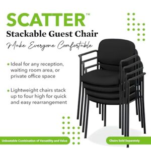 HON Scatter Office Guest Chair Stackable Waiting Room Chairs with Arms - Side Leather Office Guest Chairs & Reception Chairs with Wheels - Lobby Chairs for Conference, Breakroom, Church, School, Work